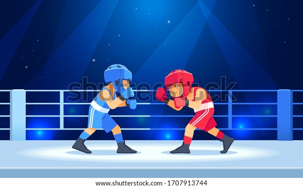 Boxing Among Kid Boys Ring Childrens Stock Vector (Royalty Free) 1707913744