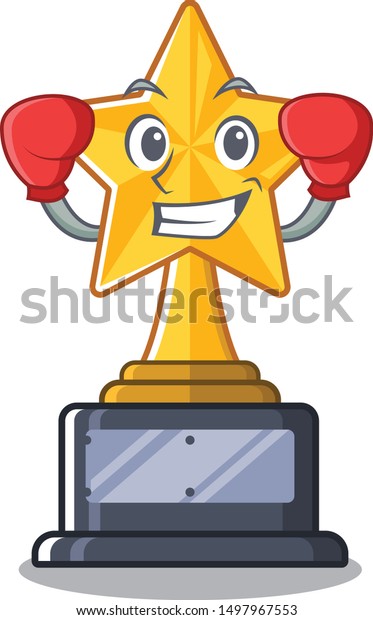 Boxing Cartoon Star Trophy Character Drawer Stock Vector (Royalty Free ...