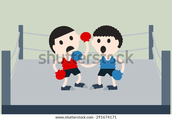Boxing Cartoon Vector Boxer Box Opponents : image vectorielle de stock ...