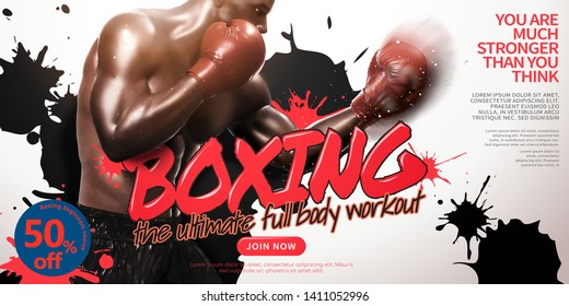 Boxing Class Ads Strong Boxer Throwing Stock Vector (Royalty Free ...