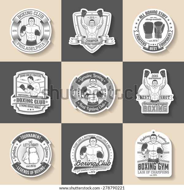 Boxing Emblem Sticker Label Logo Set Stock Vector (Royalty Free ...