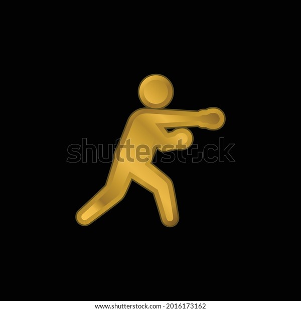 Boxing Fighter Gold Plated Metalic Icon Stock Vector (Royalty Free ...