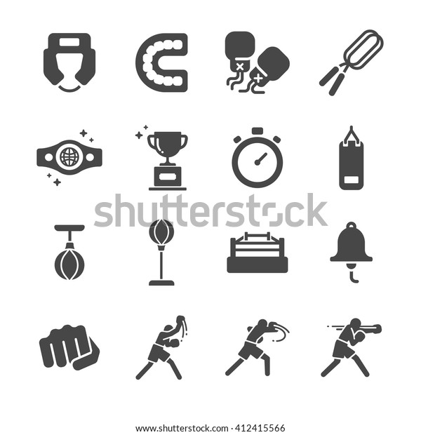 Boxing Icons Included Icons Boxer Punch Stock Vector (Royalty Free ...