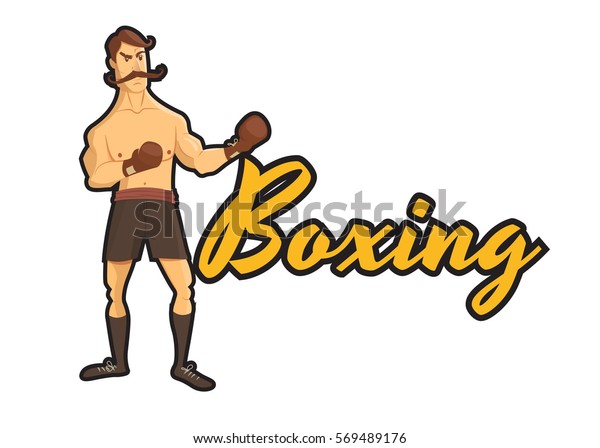 Boxing Label Vintage Boxercartoon Vector Label Stock Vector (Royalty ...