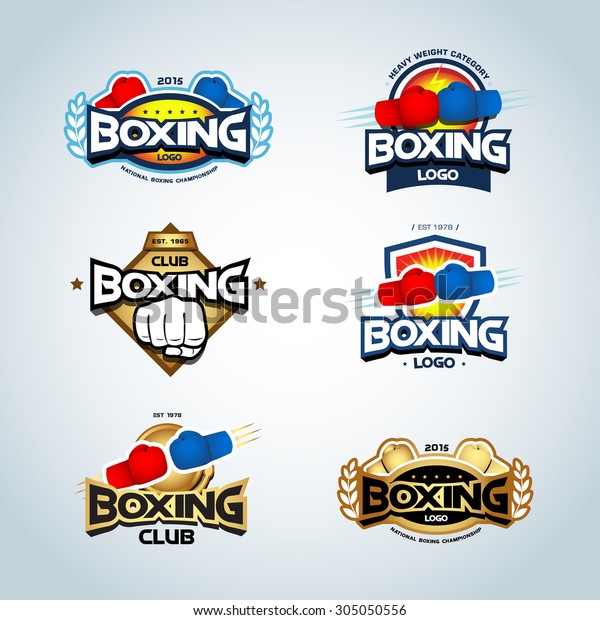 Boxing Logo Templates Set Red Blue Stock Vector (Royalty Free) 305050556