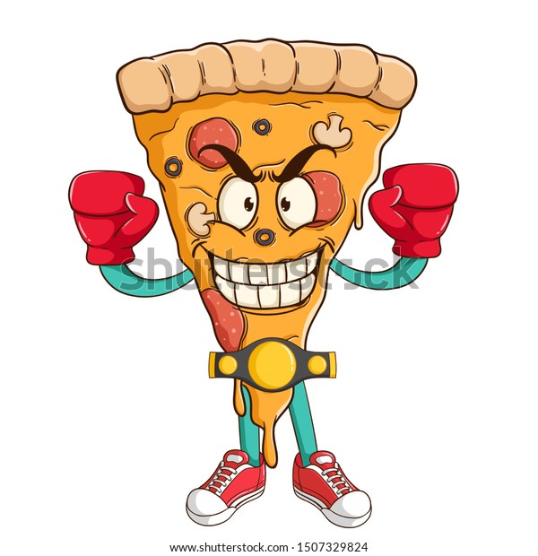 Boxing Pizza Slice Cartoon Character Win Stock Vector (Royalty Free ...