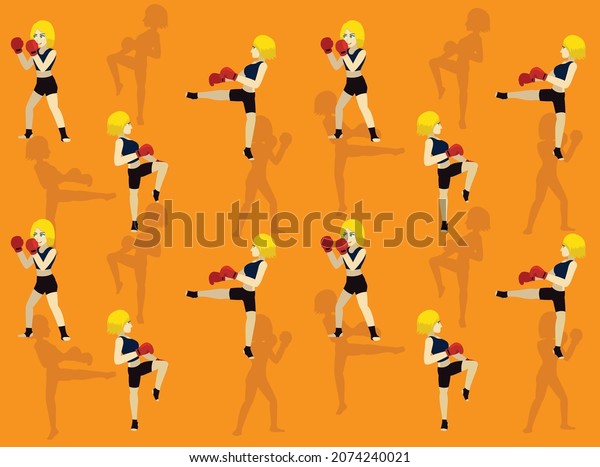 Boxing Poses Cartoon Side Kick Seamless Stock Vector (Royalty Free ...