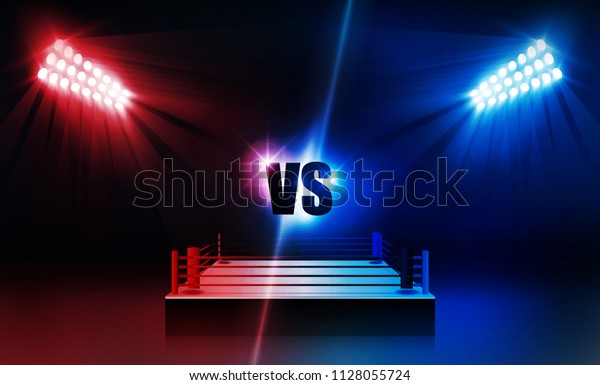 Boxing ring arena vs letters for sports and fight competition. Battle ...