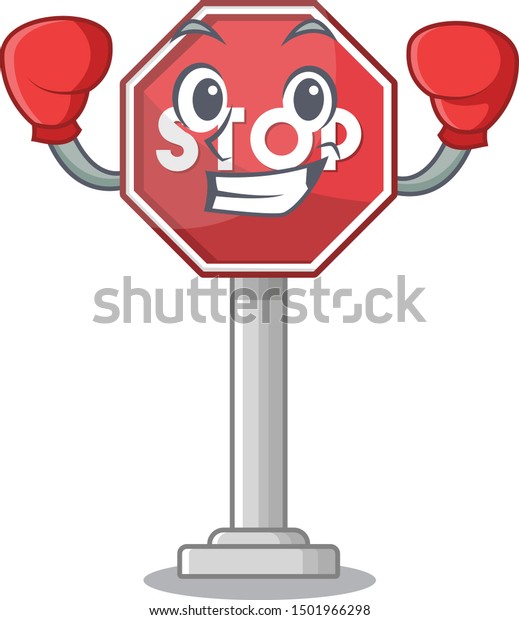 Boxing Sign Stop Mascot Shaped Character Stock Vector (Royalty Free ...