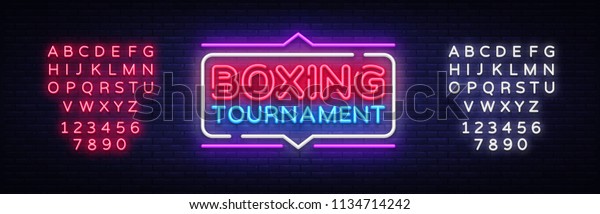 Boxing Tournament Neon Sign Vector Boxing Stock Vector (Royalty Free ...