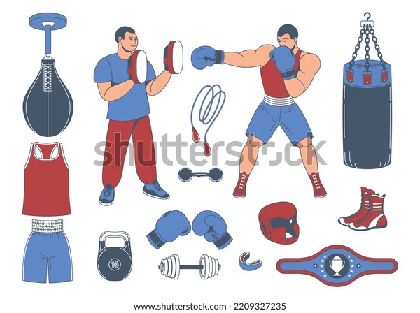 Boxing Training Cartoon Set Isolated Icons Stock Vector (Royalty Free ...