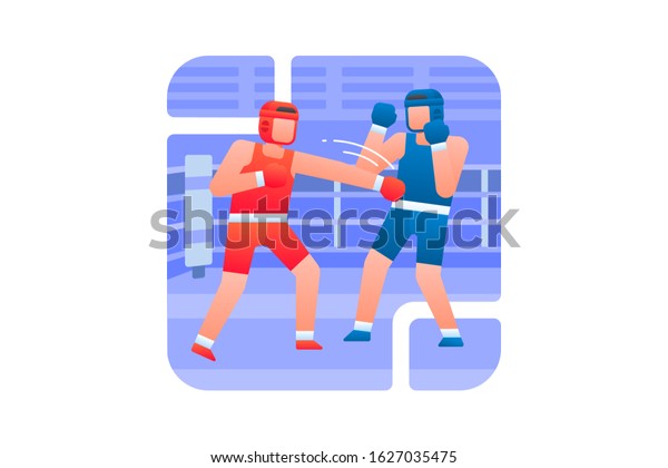 Boxing Vector Illustration Two Boxers Competing Stock Vector (Royalty ...