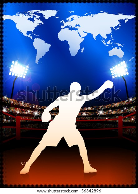 Boxing World Map On Stadium Background Stock Vector (Royalty Free ...