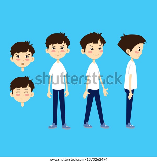 Boy Animation Different Poses Different Facial 스톡 벡터(로열티 프리) 1373262494 ...