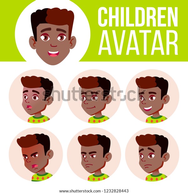 Boy Avatar Set Kid Vector Black Stock Vector (Royalty Free) 1232828443 ...