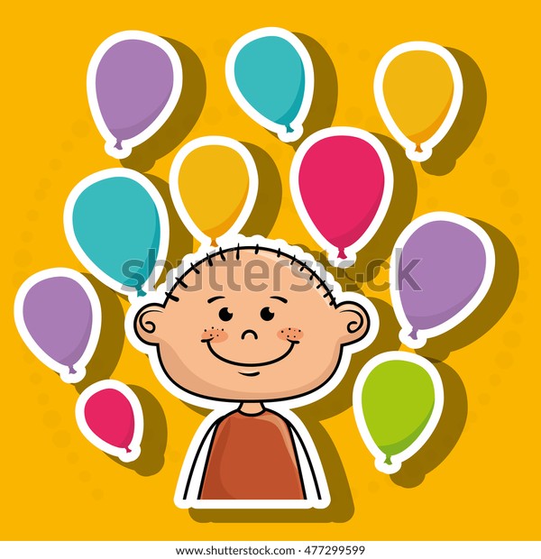 Boy Balloons Party Cartoon Stock Vector (Royalty Free) 477299599 ...