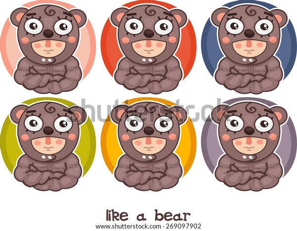 Boy Bear Suit Hood Sticker Set Stock Vector (Royalty Free) 269097902 ...