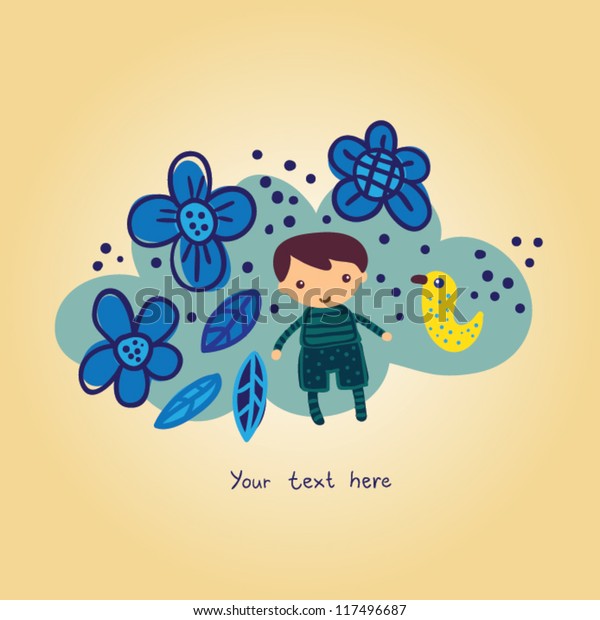 Boy Blue Flowers Background Stock Vector (Royalty Free) 117496687 ...