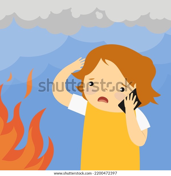 Boy Calling Firefighters On Phone Stock Vector (Royalty Free ...