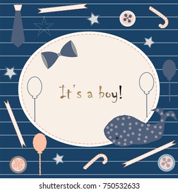 Boy Card Golden Message Funny Elements Stock Vector (Royalty Free ...