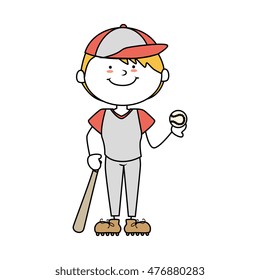 Boy Cartoon Baseball Happy Isolated Design Stock Vector (Royalty Free ...