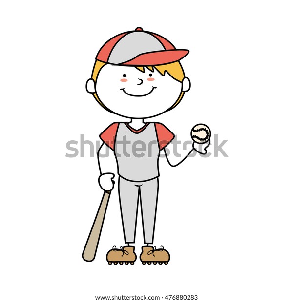 Boy Cartoon Baseball Happy Isolated Design Stock Vector (Royalty Free ...