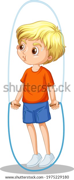 Boy Cartoon Character Jumping On Rope Stock Vector (Royalty Free ...