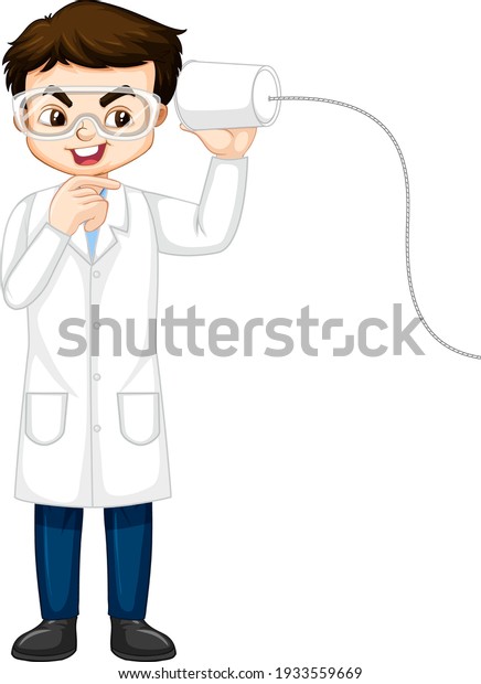 Boy Cartoon Character Wearing Laboratory Coat Stock Vector (Royalty ...