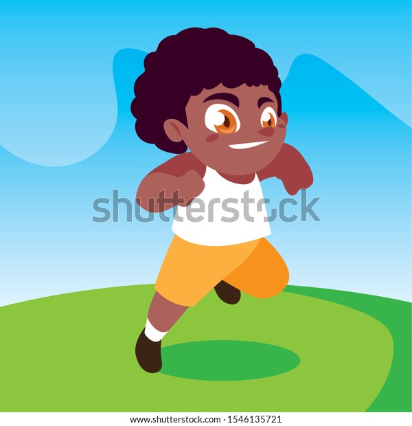 Boy Cartoon Outside Design Kid Childhood Stock Vector (Royalty Free ...