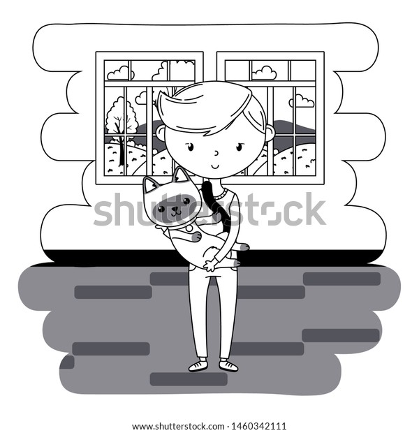 Boy Cat Cartoon Design Stock Vector (Royalty Free) 1460342111 ...