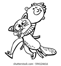 Boy Cat Vector Graphic Art Stock Vector (Royalty Free) 594124616 ...