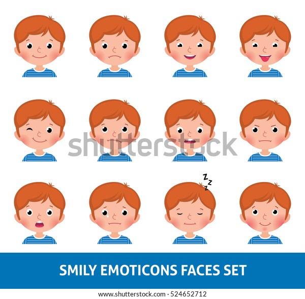 Boy Child Cute Emoji Set Smily: Vector có sẵn (miễn phí bản quyền ...
