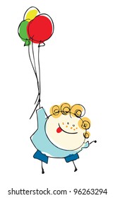 Boy Child Flying Balloons Cartoon People Stock Vector (Royalty Free ...