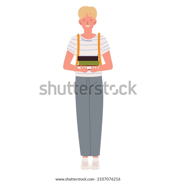 Boy College Student Books Cartoon: เวกเตอร์สต็อก (ปลอดค่าลิขสิทธิ์ ...