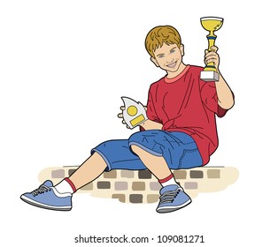 Boy Cup Medals Stock Vector (Royalty Free) 109081271 | Shutterstock