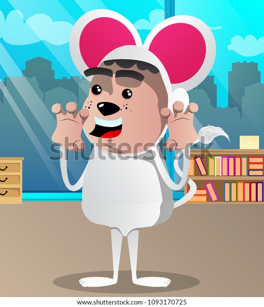 Boy Dressed Mouse Trying Scare You Stock Vector (Royalty Free ...