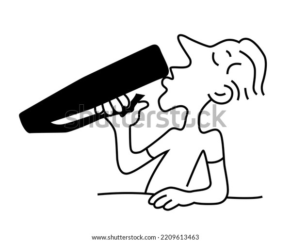 Boy Drinking Beer Line Drawing Isolated 库存矢量图（免版税）2209613463 | Shutterstock