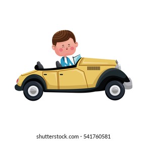 Boy Driver Classic Car Elegant Stock Vector (Royalty Free) 541760581 ...