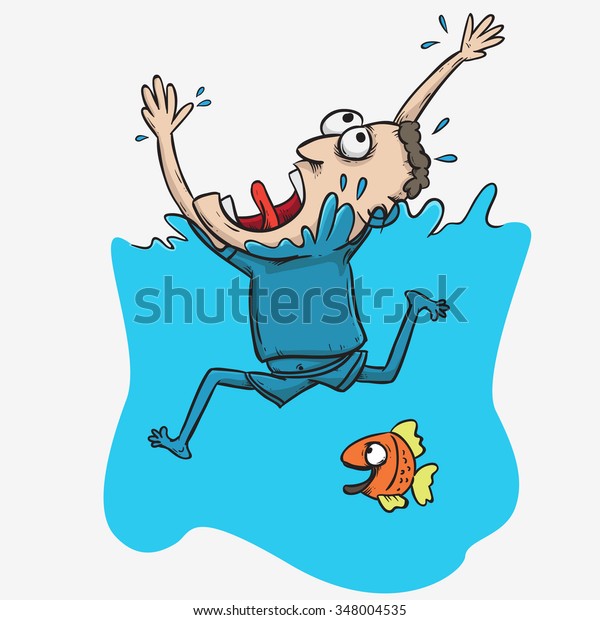 Boy Drowning Sea Stock Vector (Royalty Free) 348004535 | Shutterstock