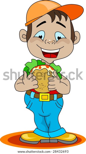 Boy Eating Sandwich Stock Vector (Royalty Free) 28432693 | Shutterstock