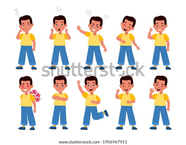 Boy Emotions Cute Child Characters Different Stock Vector (Royalty Free ...