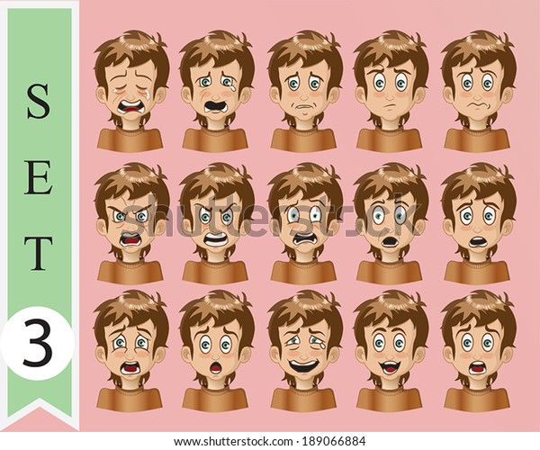 Boy Expressions Funny Cartoon Vector Character Stock Vector (Royalty ...