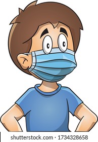 Boy Face Mask Cartoon Stock Vector (Royalty Free) 1734328658 | Shutterstock