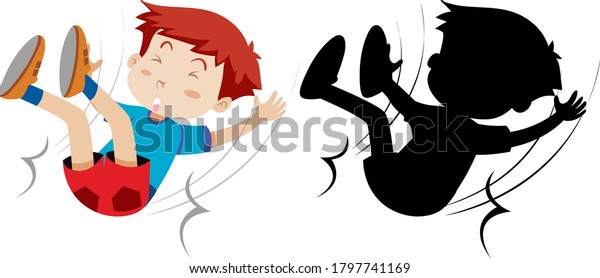 Boy Fall Down Silhouette Illustration Stock Vector (Royalty Free ...