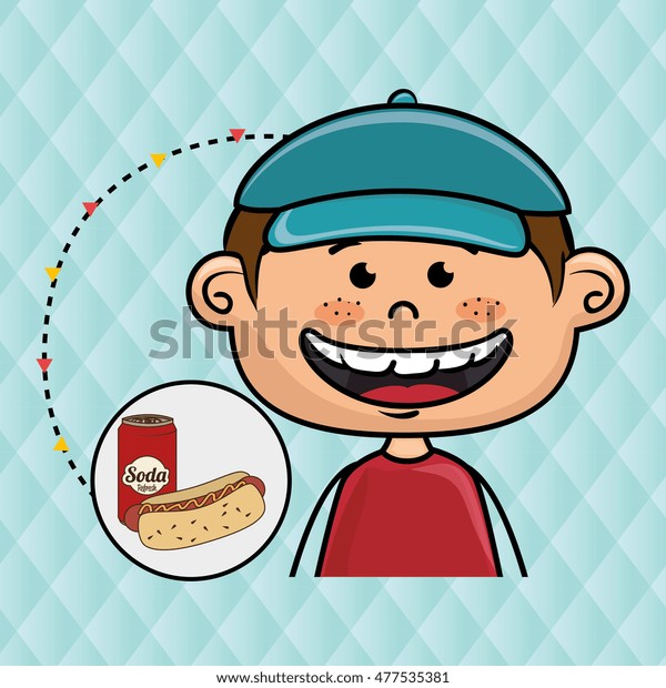 Boy Fast Food Stock Vector (Royalty Free) 477535381 | Shutterstock
