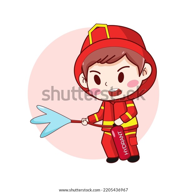 Boy Firefighter Puts Out Fire Cartoon Stock Vector (Royalty Free ...