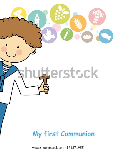 Boy First Communion Invitation Card Stock Vector (Royalty Free ...