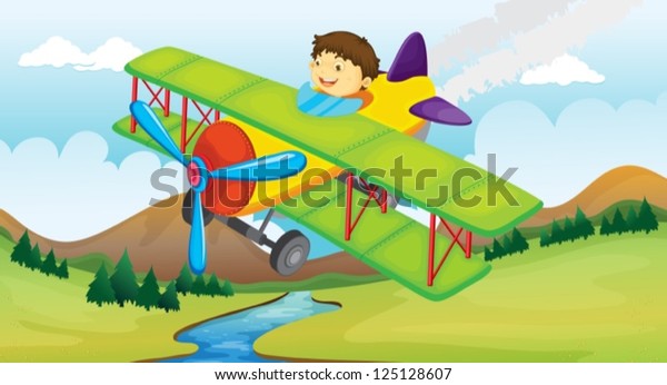 Boy Flying Airplane Stock Vector (Royalty Free) 125128607 | Shutterstock