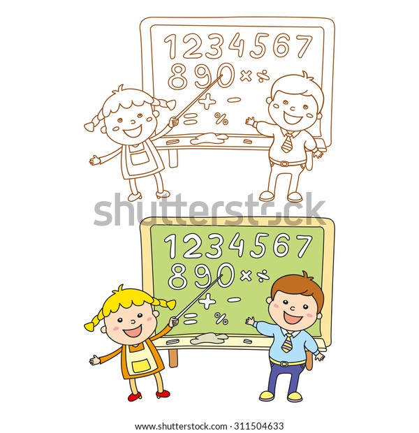 Boy Girl Classroom Studying Maths Lesson Stock Vector (Royalty Free ...