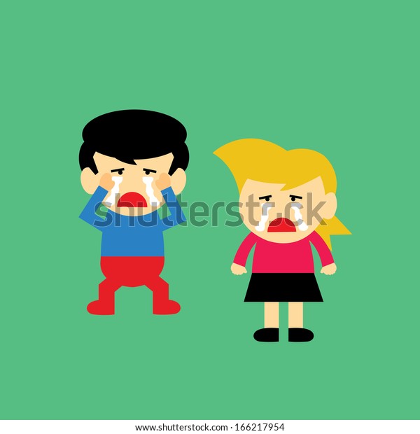Boy Girl Crying Vector Cartoon Stock Vector (Royalty Free) 166217954 ...